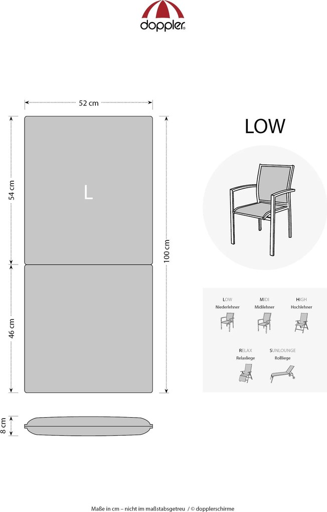 Doppler MOTION XL 3955 - nízký polstr na křeslo s nízkým opěradlem