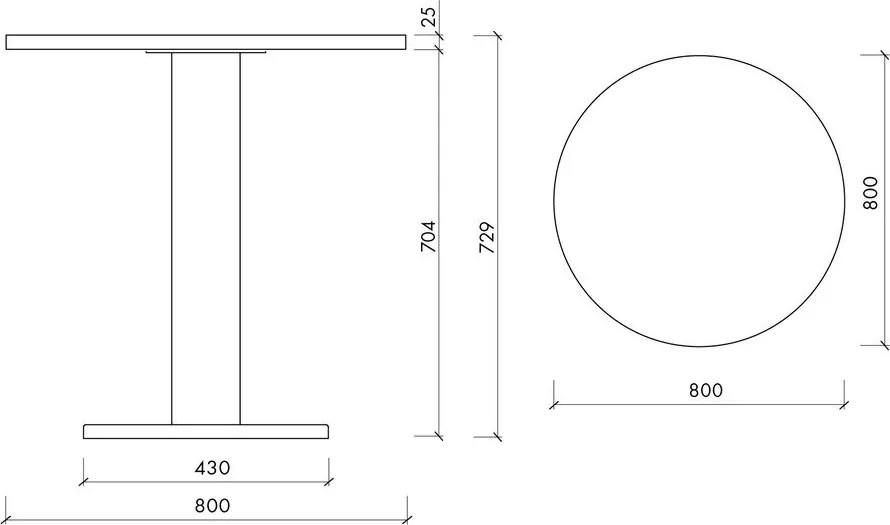 Kulatý jídelní stůl s deskou v dubovém dekoru ø 80 cm Sool – noo.ma