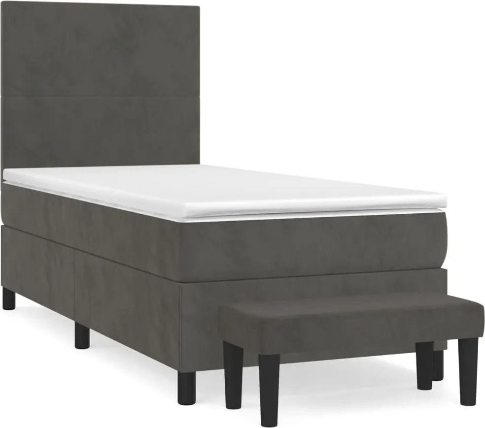 Box spring postel s matrací tmavě šedá 100x200 cm samet 3137708