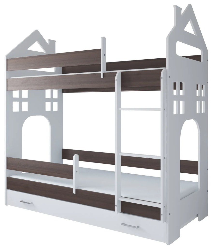 BabyBeds Dětská patrová postel DOMEK II 180x80 Barevné provedení: Bílá, Úložný prostor: Ne, bez úložného prostoru