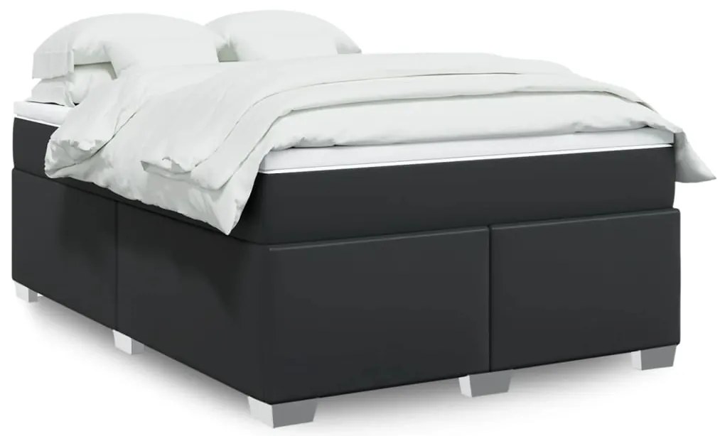 Box spring postel s matrací černá 160x200 cm umělá kůže 3285217