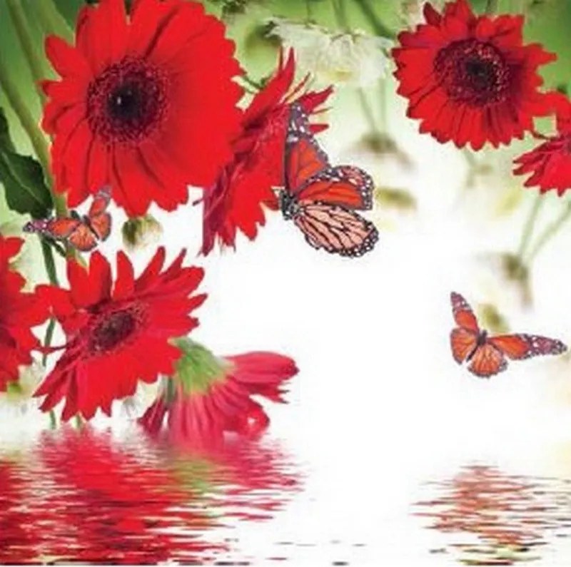 ART-STYLE Obrázek 30x30, motýl červený., rám bílý s patinou
