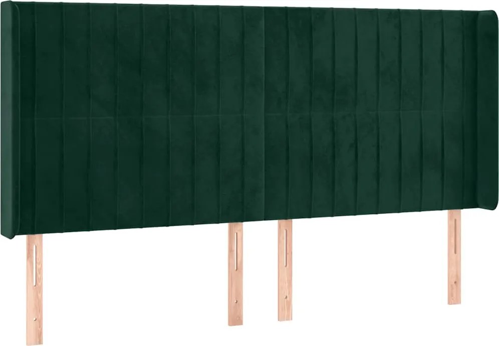 Box spring postel s matrací a LED tmavě zelená 160x200 cm samet 3139694