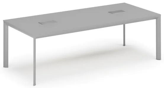 Stůl INVITATION 2400 x 1200 x 740, šedá + 2x stolní zásuvka TYP IV, stříbrná