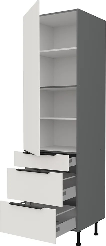 ARIA aw | vysoká skříňka 60 DKS-215 3S1F potravinová | UNI DVÍŘKA | 60 cm | PREMIUM BOX | antracit/bílá