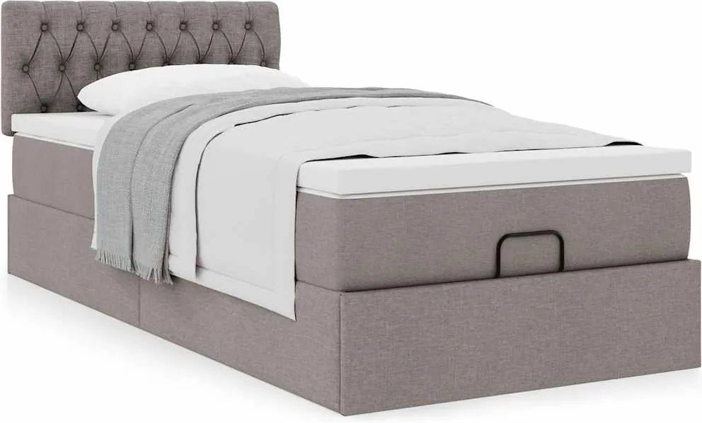 Osmanský rám postele s matrací taupe 80x200cm textil 3311501