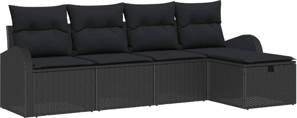 Set pohovek s polštářem s úložištěm Černá polyratan 3359062