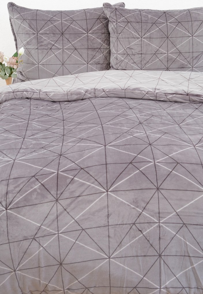 MK Lůžkoviny Francouzské mikroplyšové povlečení Exclusive - Sebastian šedý 220 × 200 cm, 2ks 70 x 90 cm