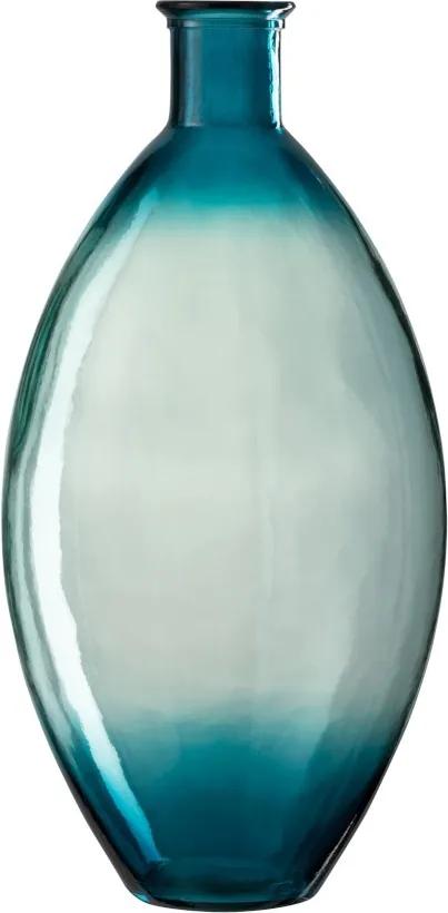 Skleněná modrá,transparentní váza ovál  - Ø 29,8*59 cm