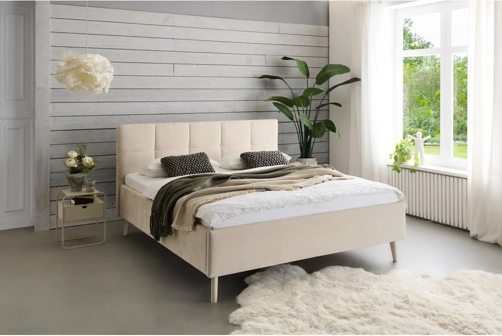 Béžová čalouněná dvoulůžková postel bez roštu 180x200 cm Nova – Meise Möbel