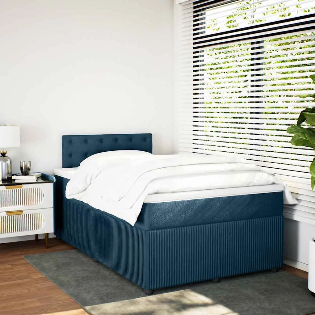 Box spring postel s matrací modrá 120 x 190 cm samet 3290002