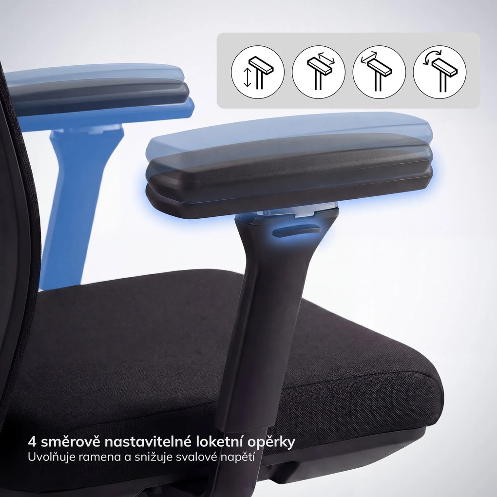 Ergonomická otočná kancelářská židle s síťovaným opěradlem, černá: VECTOR