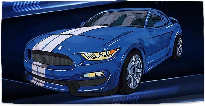 Sablio Ručník Mustang Modré pozadí s pruhy - 50x100 cm