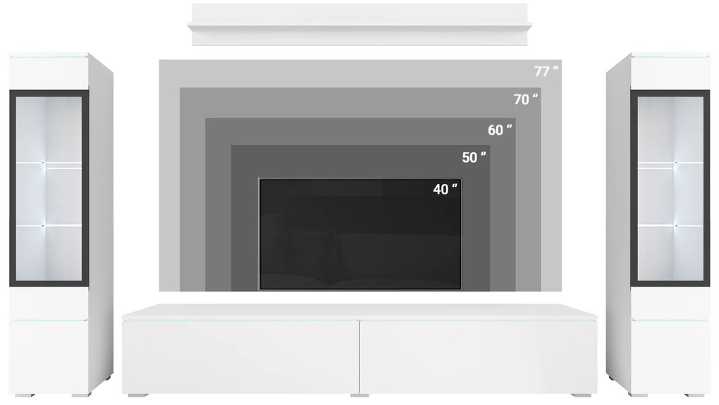 Obývací stěna HERMINA 2 - matera / bílá lesk