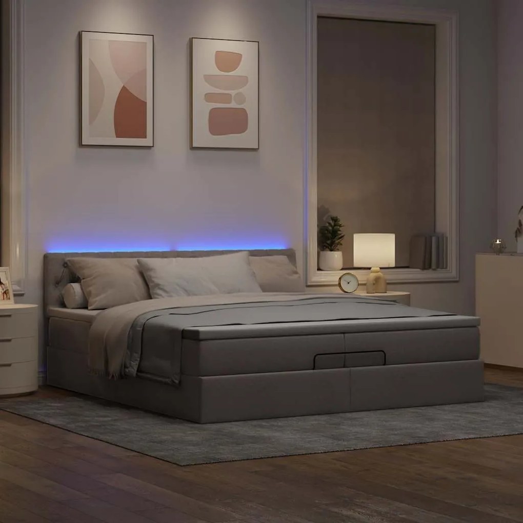 Osmanský rám postele s matracíes taupe 200x200cm textil 3312420