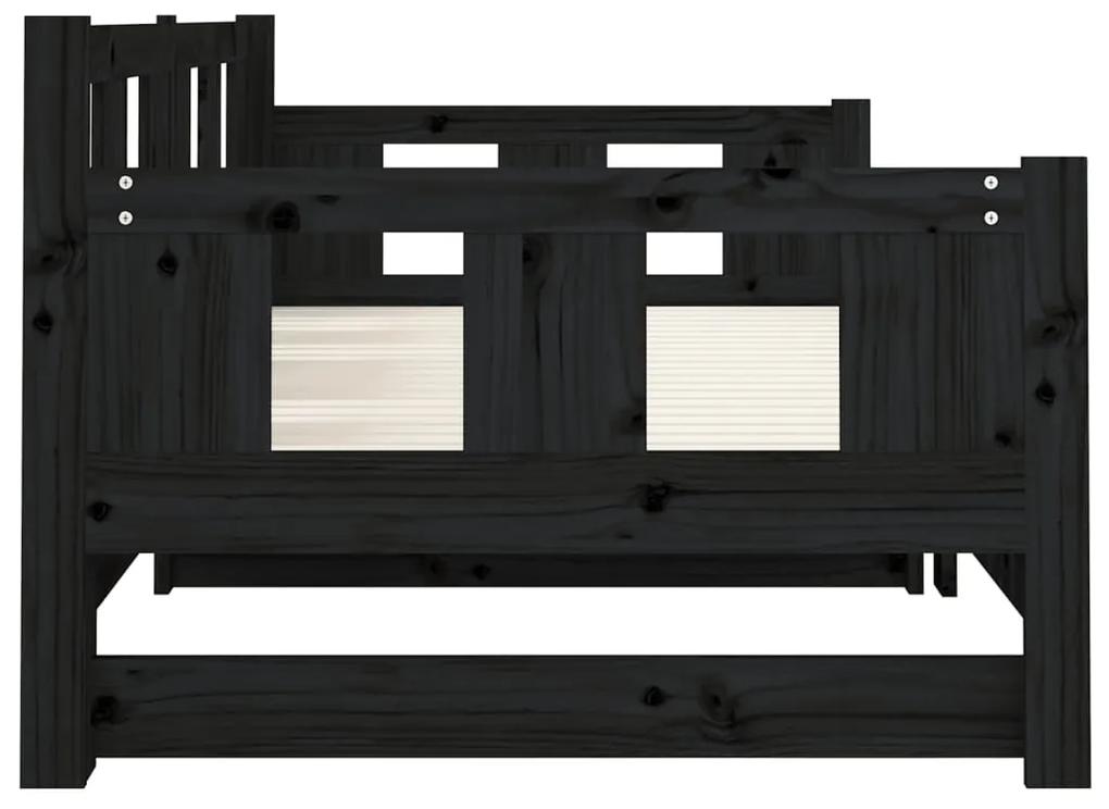 Výsuvná postel černá masivní borovice 2x (80 x 200) cm - Default Title