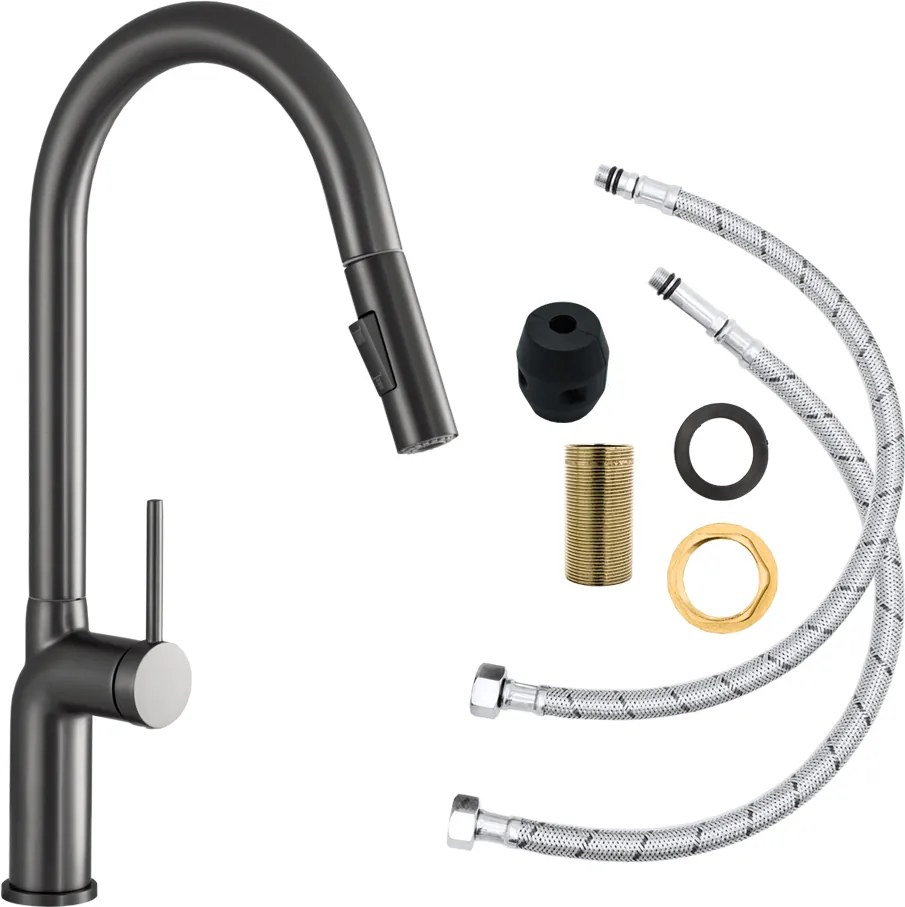 Gamma Vera, vysoká dřezová baterie s výsuvným výtokem h-550, grafitová, GMA-BV-GM