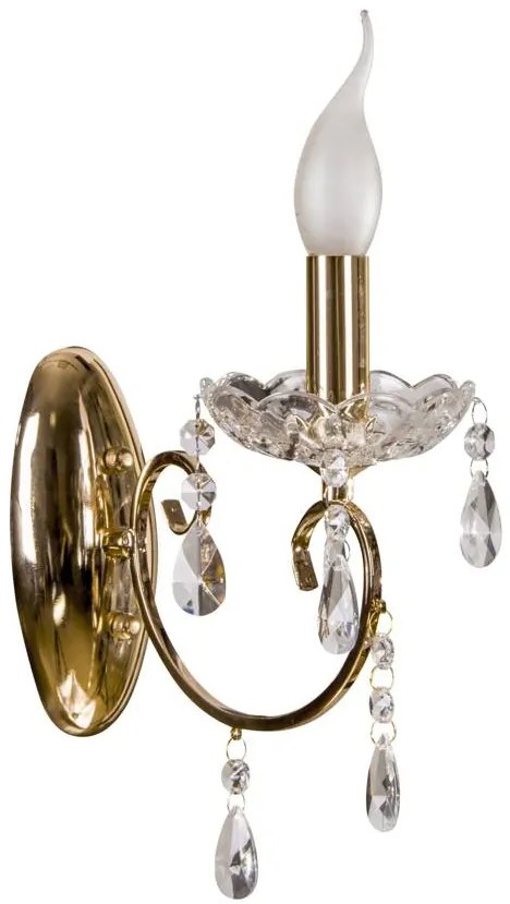 Zlaté křišťálové nástěnné svítidlo Aurora pro žárovku E14  - Candellux