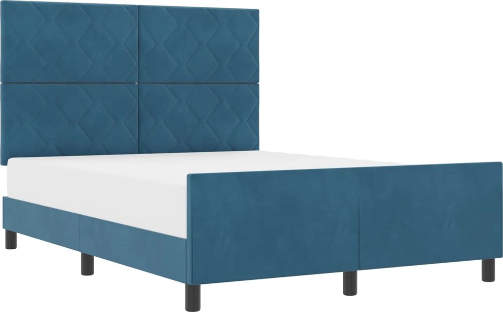 Postel s boxspringem s čelo Tmavě modrá 160 x 200 cm samet 3345021
