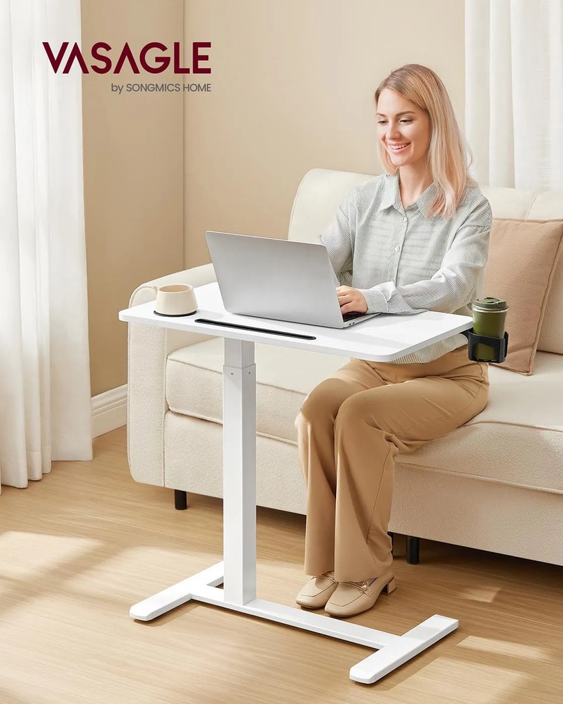Výškově nastavitelný odkládací stolek Vasagle Elev 70 cm bílý