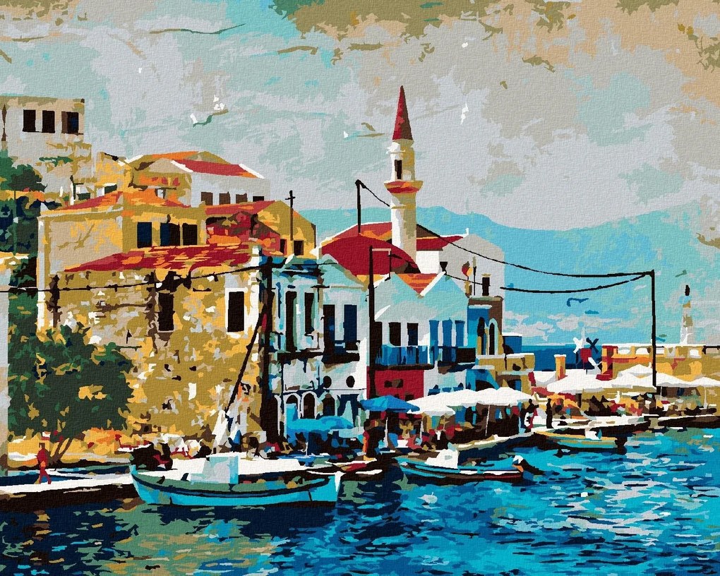 zuty zuty - malování podle čísel - krásné kastelorizo bay v řecku, 80x100 cm, plátno