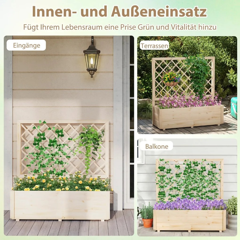Costway Květinový truhlík s mřížovým vyvýšeným lůžkem s mříží – 98 × 35 × 101 cm