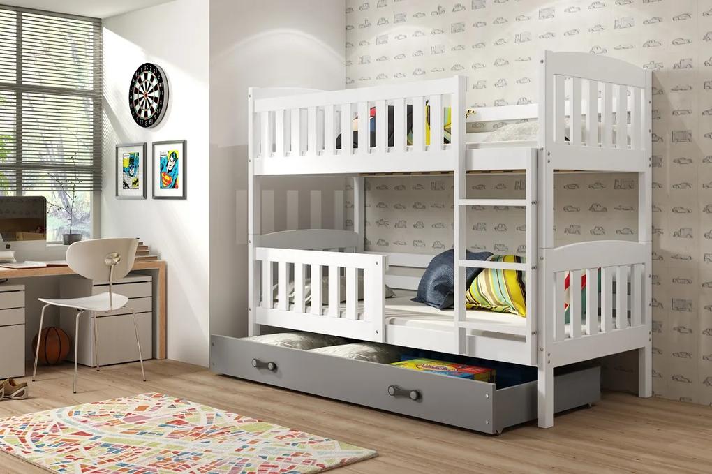 BMS Group Dětská patrová postel s úložným prostorem KUBUS bílá Velikost postele: 190x80 cm, Barva šuplíku: Bílá