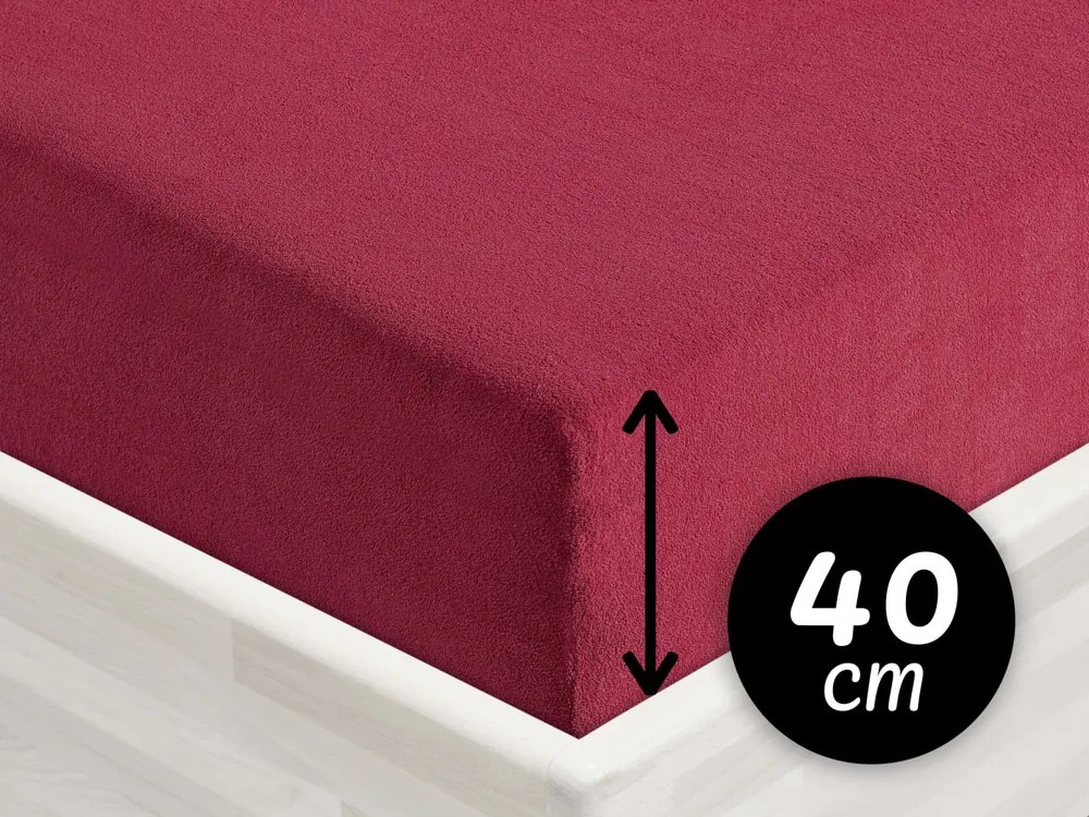 Froté napínací prostěradlo na extra vysokou matraci FR-010 Vínové 200 x 200 - výška 40 cm