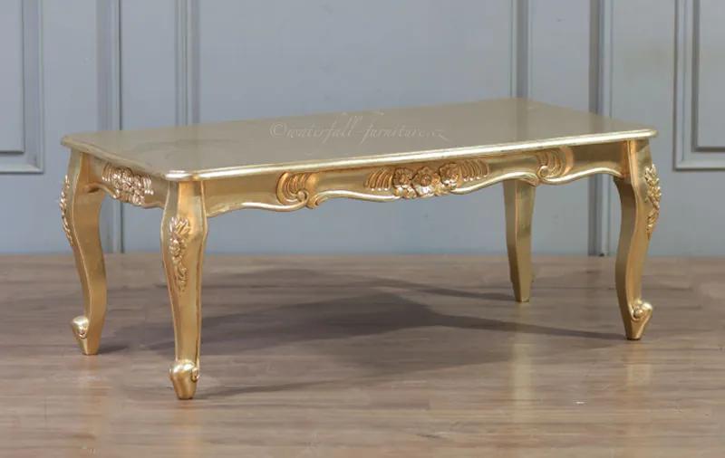Zlatý retro konferenční stolek Gold Leaf