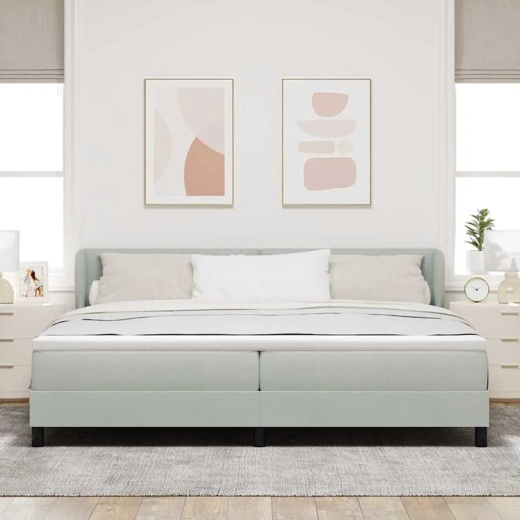 Postel s boxspringem s čelo Světle šedá 200 x 200 cm samet 3340406