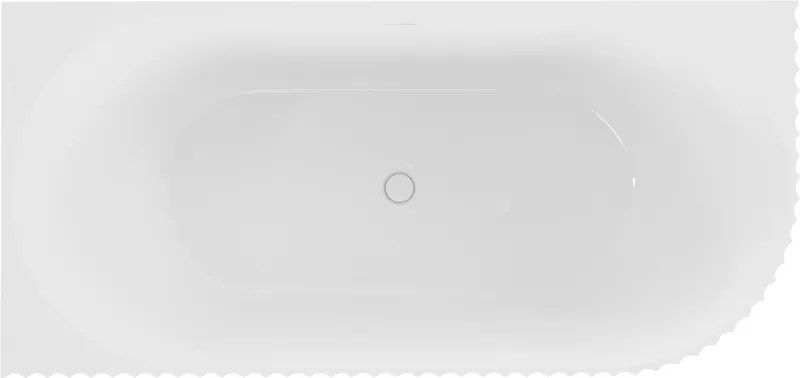 Mexen Gia, volně stojící rohová vana, drážkovaná, levá, 170 x 80 cm, bílá lesklá, bílý přepad, 52701708000L-20