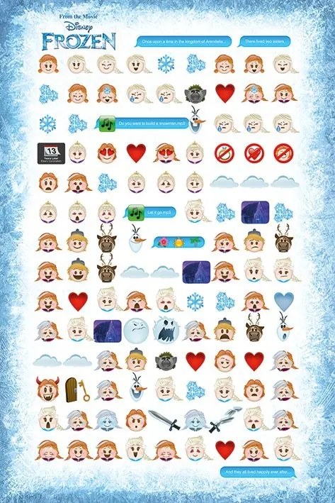 Plakát, Obraz - Ledové království - Told by Emojis, (61 x 91,5 cm)