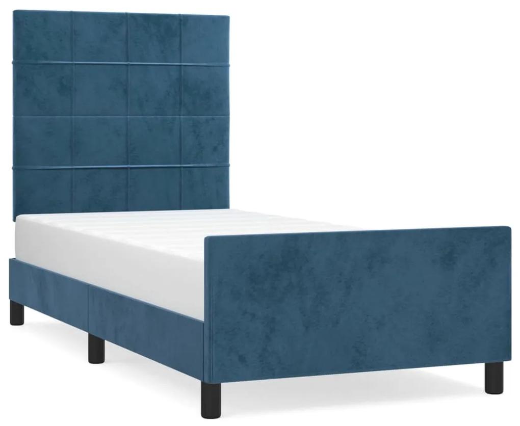 vidaXL Rám postele s čelem tmavě modrý 100x200 cm samet