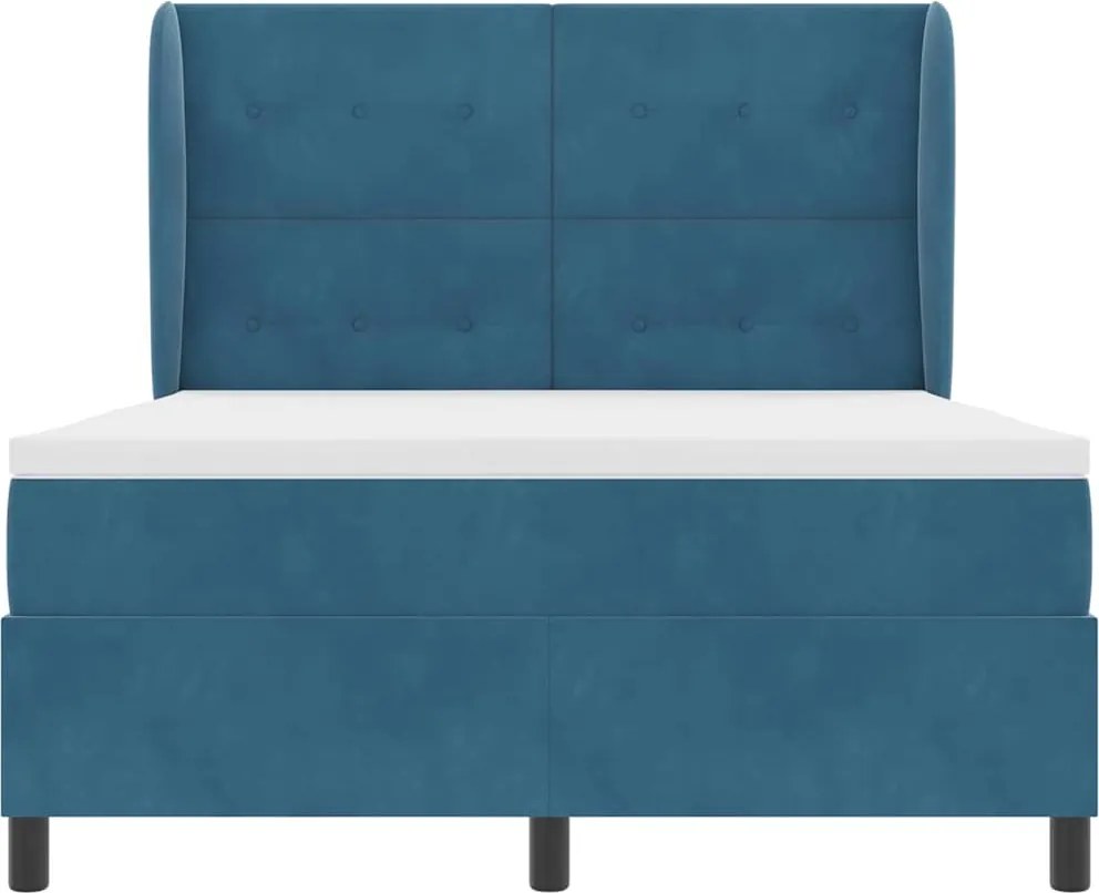 Postel s boxspringem s čelo Tmavě modrá 200 x 140 cm samet 3340932