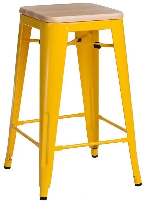 Barová židle Tolix 65, žlutá/borovice