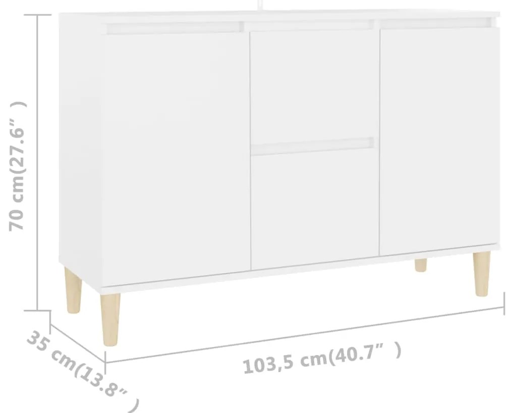 Příborník Helston - 103,5x35x70 cm | bílý
