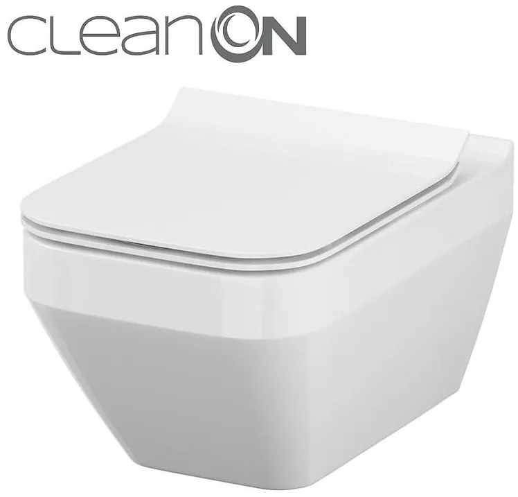 Cersanit Crea WC mísa závěsná hranatá se sedátkem CleanOn, bílá, S701-213