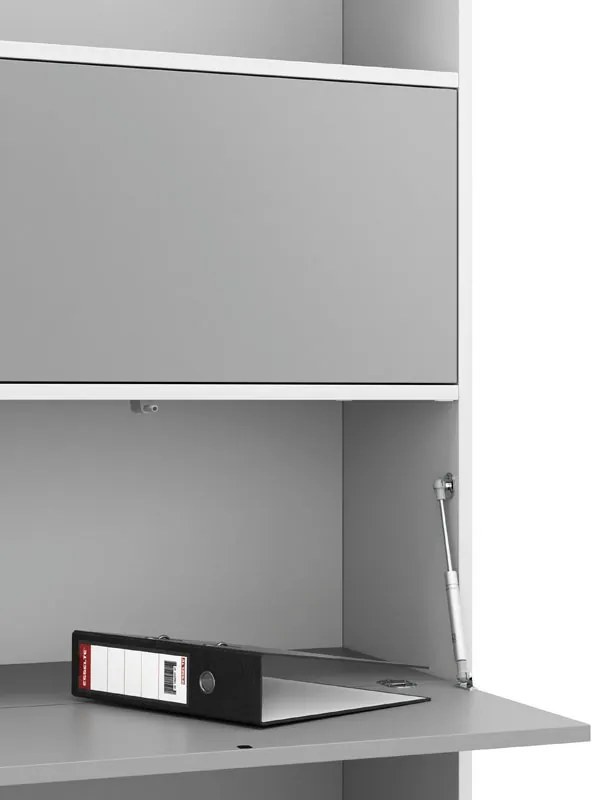 PLAN Vysoký kancelářský policový regál LAYERS, 2 boxy, 800 x 400 x 1905, bílá
