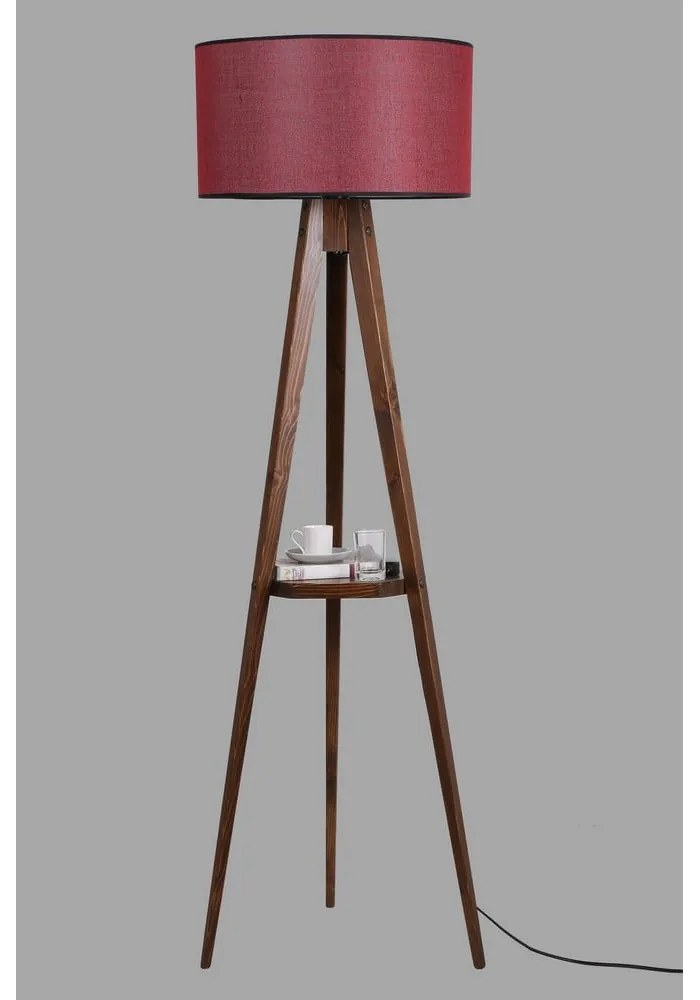 Červeno-hnědá stojací lampa s textilním stínidlem (výška 153 cm) Sehbalı Tripod – Opviq lights