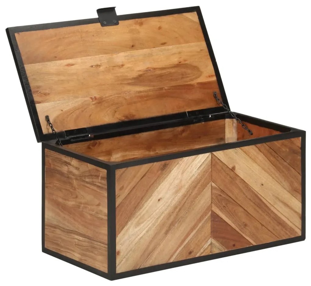 Úložný box 60 x 30 x 30 cm masivní akáciové dřevo a železo - Default Title