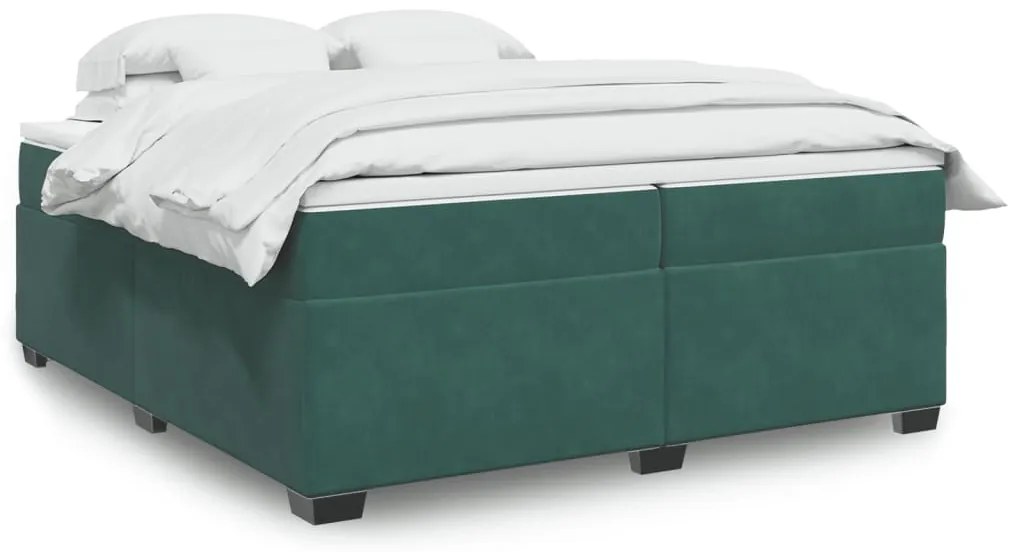 Box spring postel s matrací tmavě zelená 200x200 cm samet 3285308