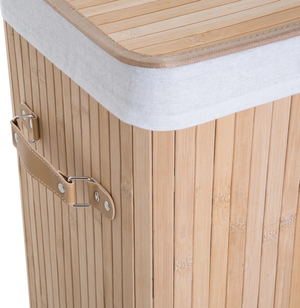 HOMCOM Slim Prádelní Koš s Víkem 72L Skladný Koš s Rukojetí, Odlitelný Prádelní Sáček, Prádelní Box pro Prádelnu, Ložnici, Koupelnu