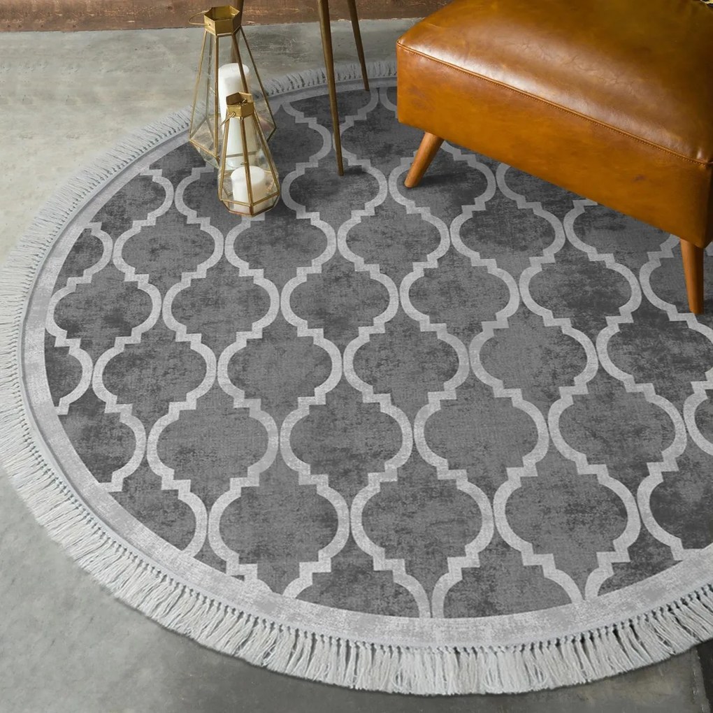 Kulatý koberec Fence 100 cm šedý