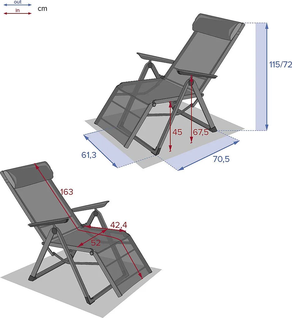 DEOKORK Hliníkové křeslo relaxační MALTA (antracit)