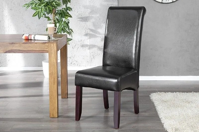 Deflee židle VALENTINO DARK COFFEE ZDL20368mořené masivní dřevo, syntetická kůže  45 cm x 110 cm x 55 cm