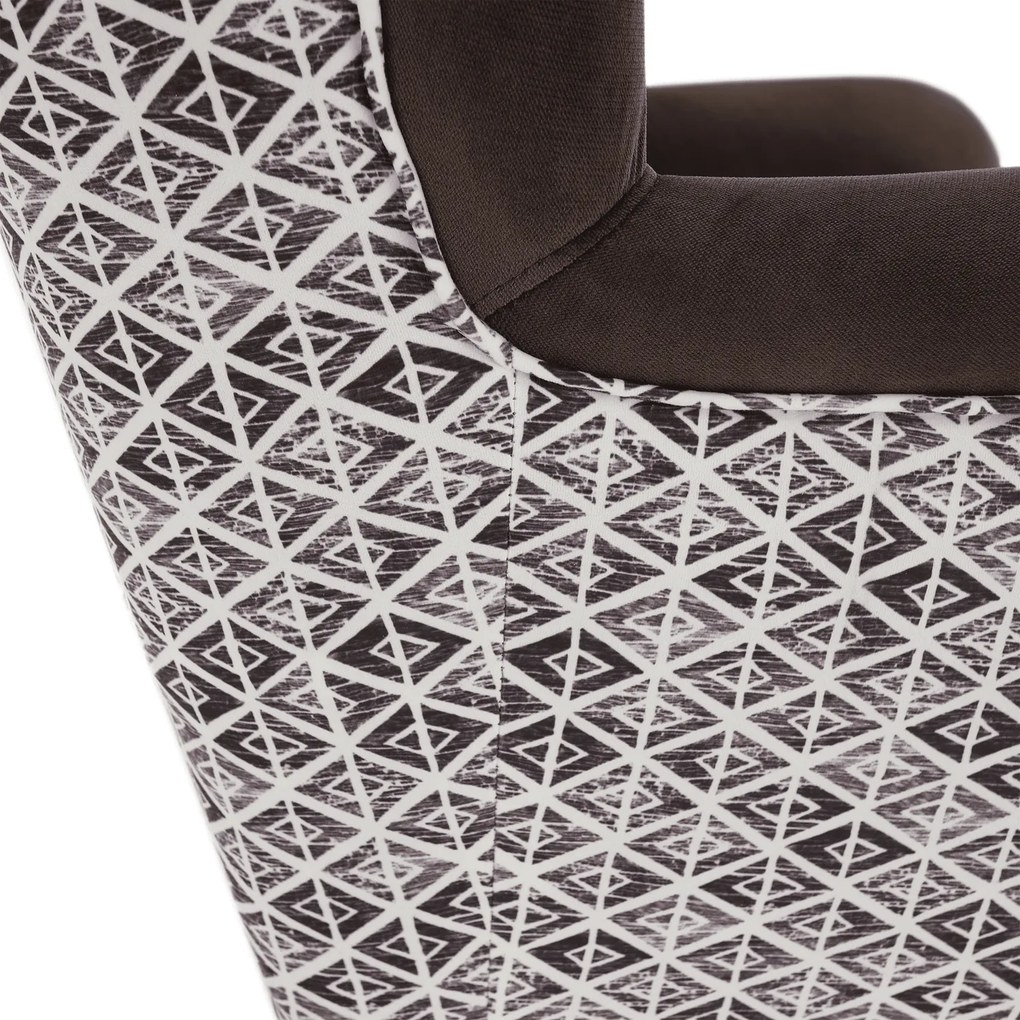 designové křeslo, ušák, Velvet látka hnědá / vzor Terra, Tempo Kondela BELEK
