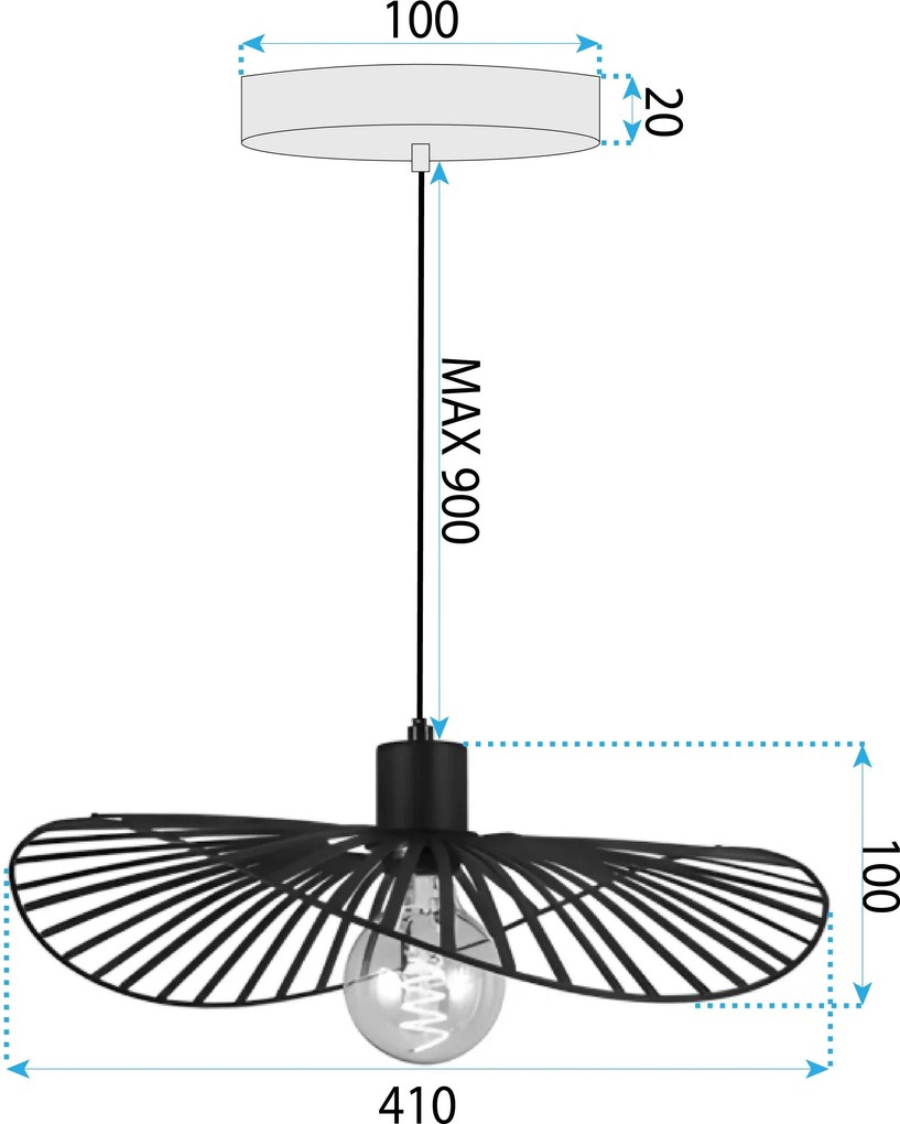 Toolight Toolight, závěsné svítidlo 41cm, 1xE27, APP1840-1CP, černá, OSW-07061