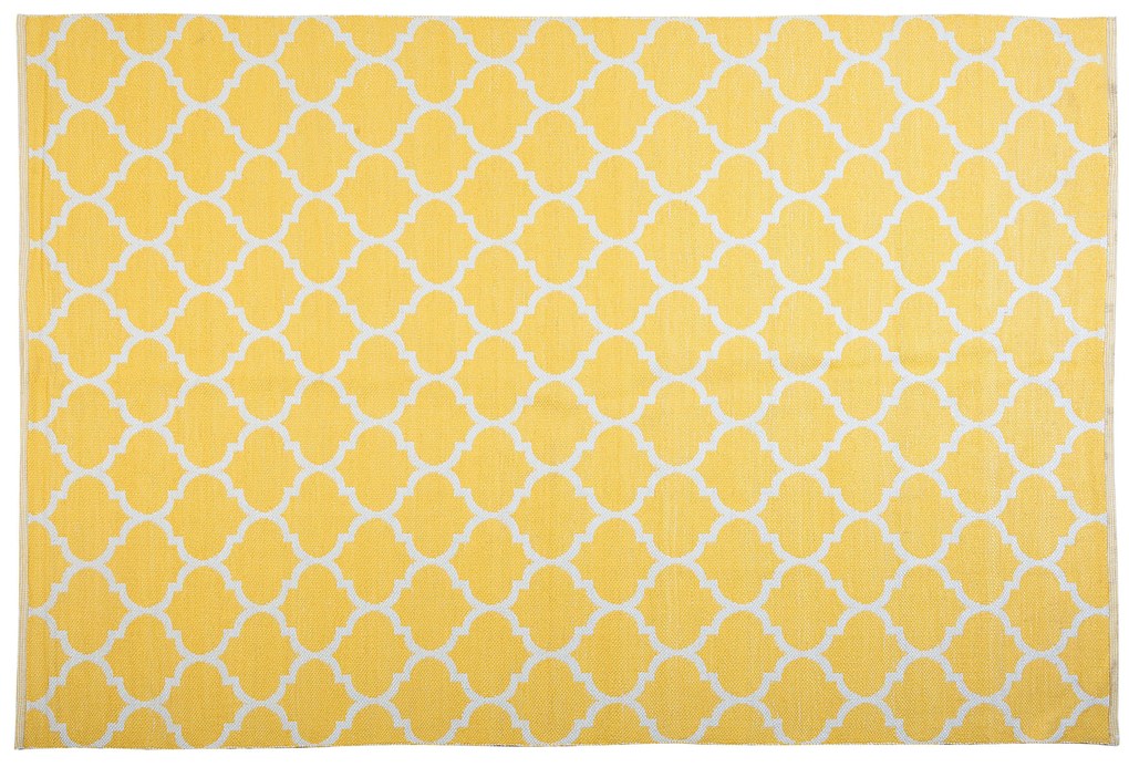 Kanárkově žlutý oboustranný koberec s geometrickým vzorem 140x200 cm AKSU Beliani