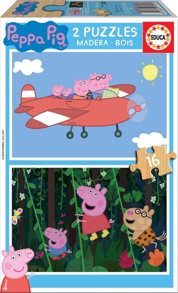 Puzzle educa dřevěné puzzle prasátko peppa 2x16 dílků