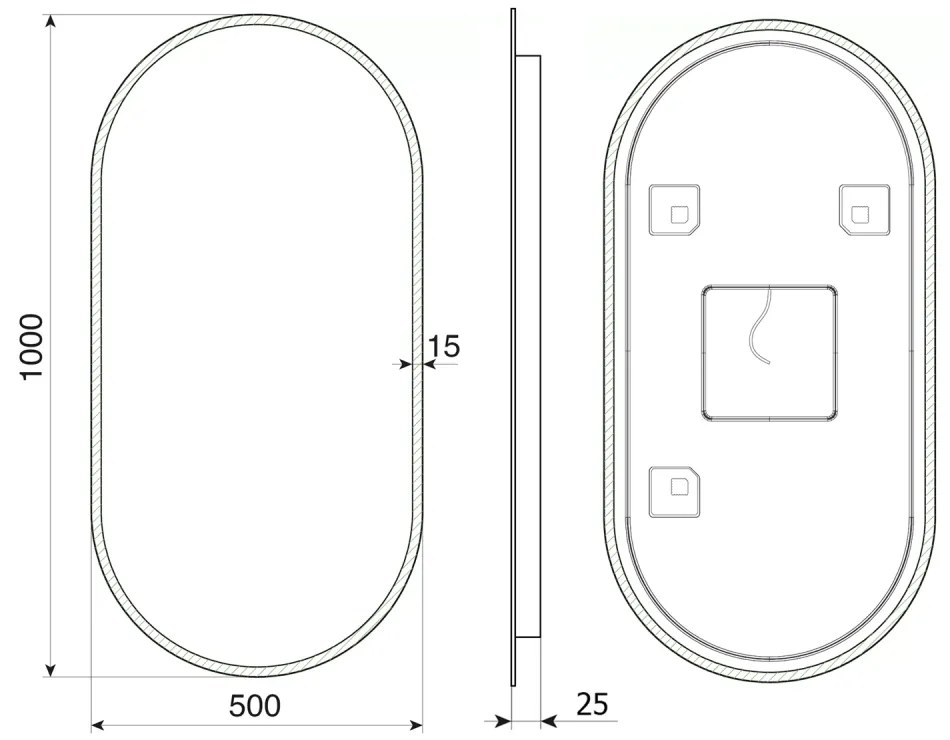 Sapho MINOX oválné zrcadlo s LED osvětlením 50x100cm MX250